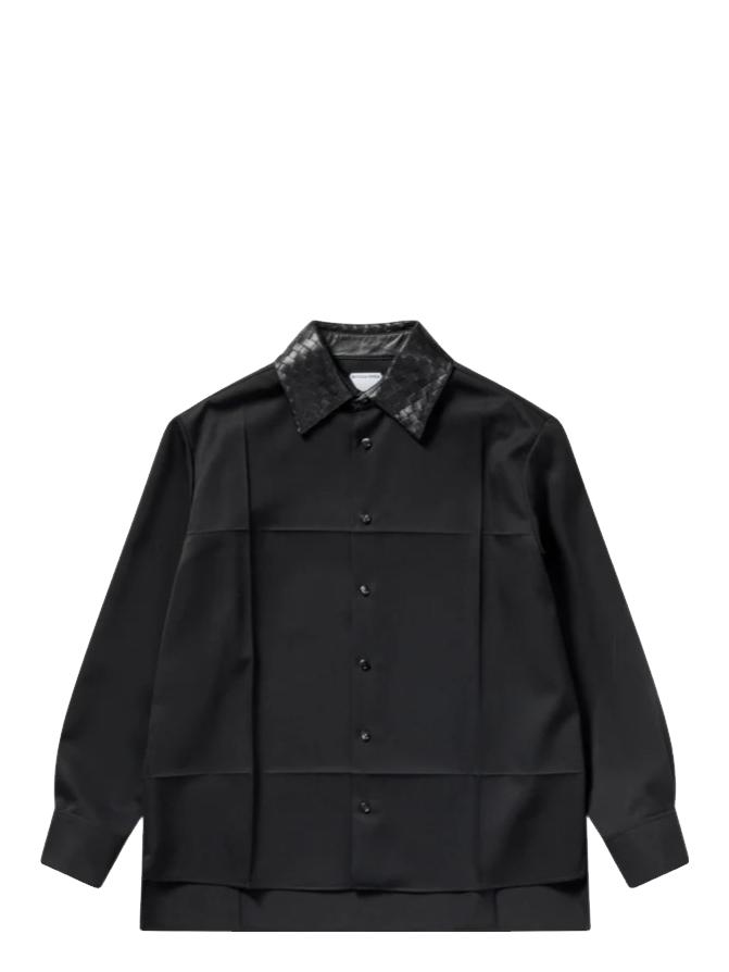 BOTTEGA VENETA Bottega Veneta Leather Collar Relaxed Fit Shirt
